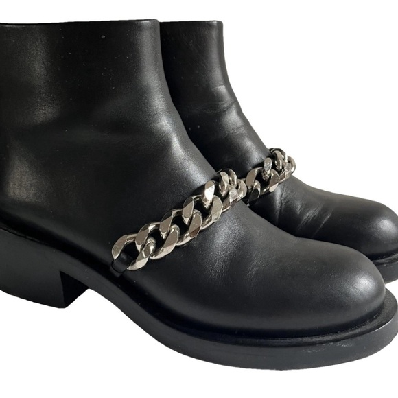 Givenchy | Shoes | Givenchy Black Leather Boots With Iconic Silver ...
